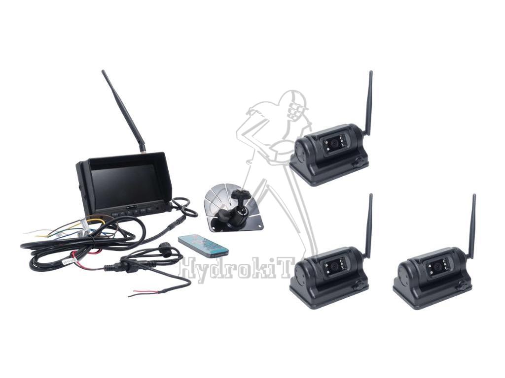 Kit écran 7" avec 3 caméras sans fil batterie intégrée - 12/24 Vdc