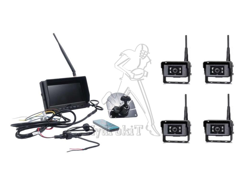 Kit écran 7" avec 4 caméras sans fil sans batterie intégrée - 12/24 Vdc