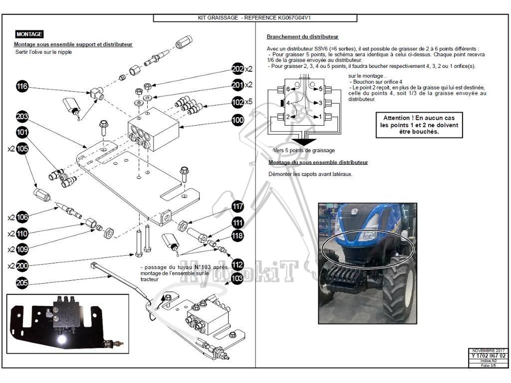 Kit graissage monopoint pont avant SuperSteer NewHolland T4