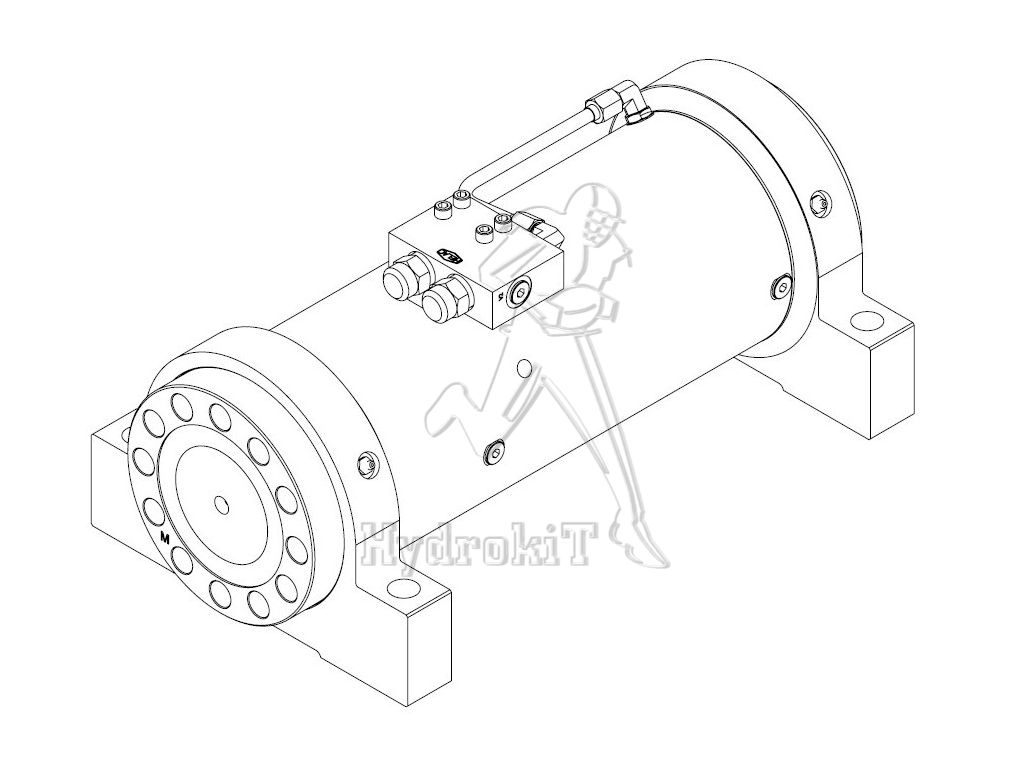 Rotating cylinder HELAC L30-42- 360° 4700 Nm mounting feet S1 + valve